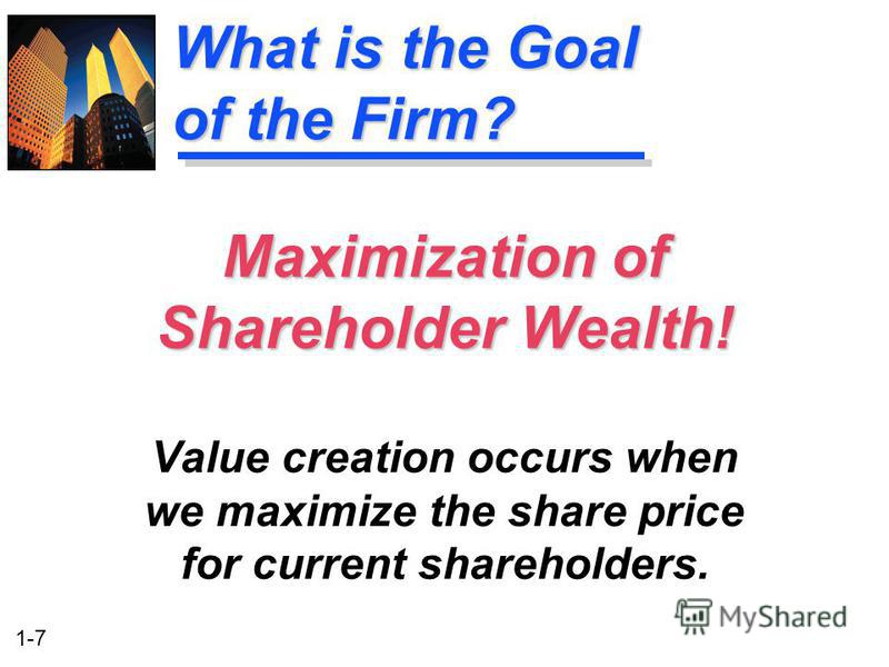 😍 Shareholder wealth maximization goal. What is meant by the goal of ... 😍 Shareholder wealth maximization goal. What is meant by the goal of ...